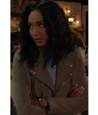 Greta Onieogou All American S03 Layla Keating Biker Suede Jacket