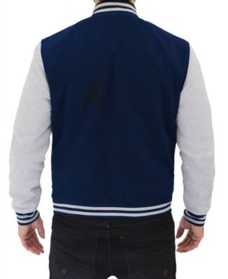 Navy Blue And Gray Varsity Jacket Mens | Universal Jacket