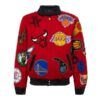 Nba Collage Wool & Leather Red Jacket | Universal Jacket