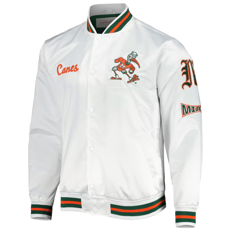 White Miami Hurricanes City Satin Jacket | Universal Jacket