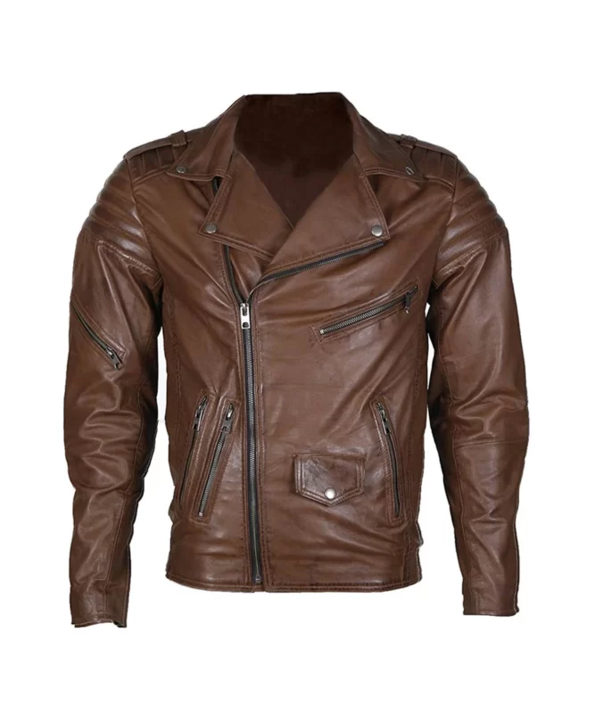Mens Biker Classical Brown Leather Jacket | Universal Jacket