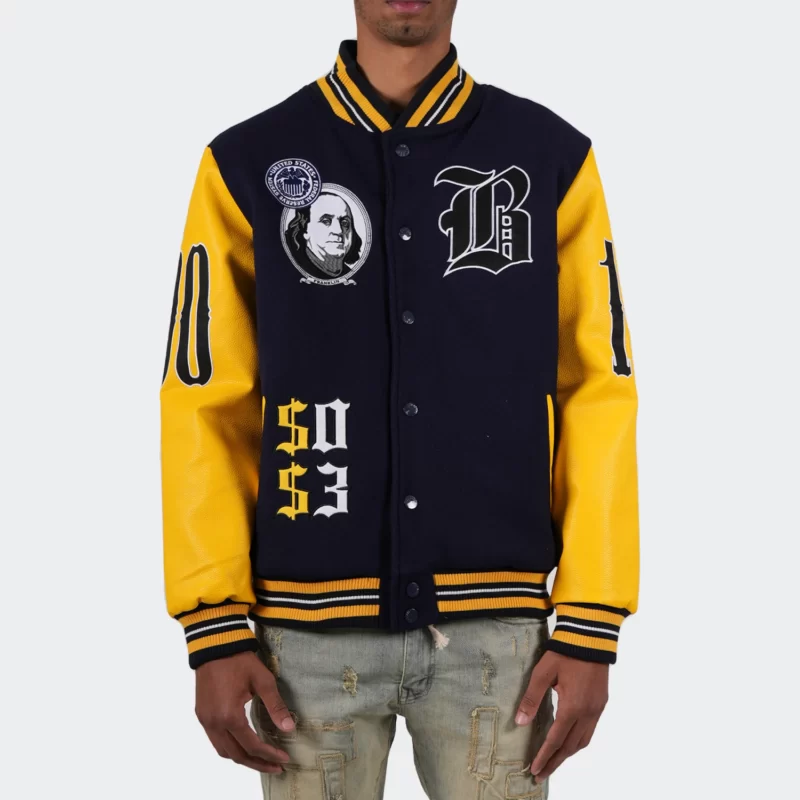 Men’s Blessed Money Navy Varsity Jacket