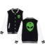 Alien Head Leaf Weed Varsity Jacket