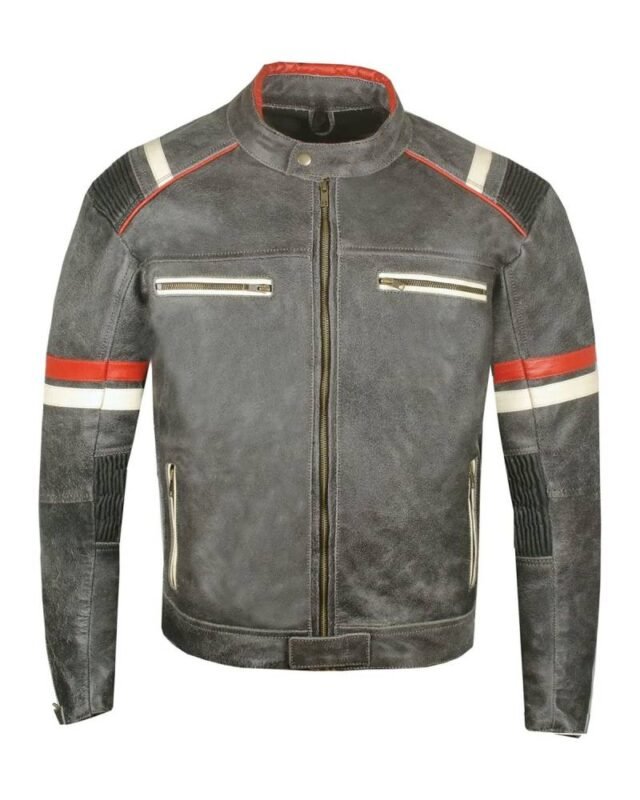 Enzo Distressed Biker Leather Jacket