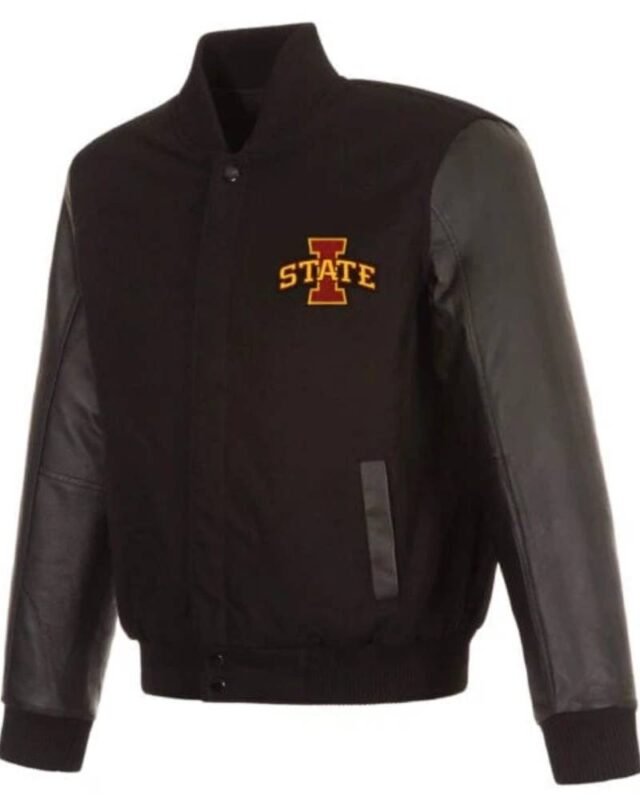 NCAA Team Iowa Hawkeyes Black Varsity Jacket