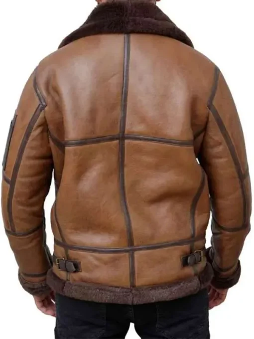Men Brown Leather Aviator Jacket